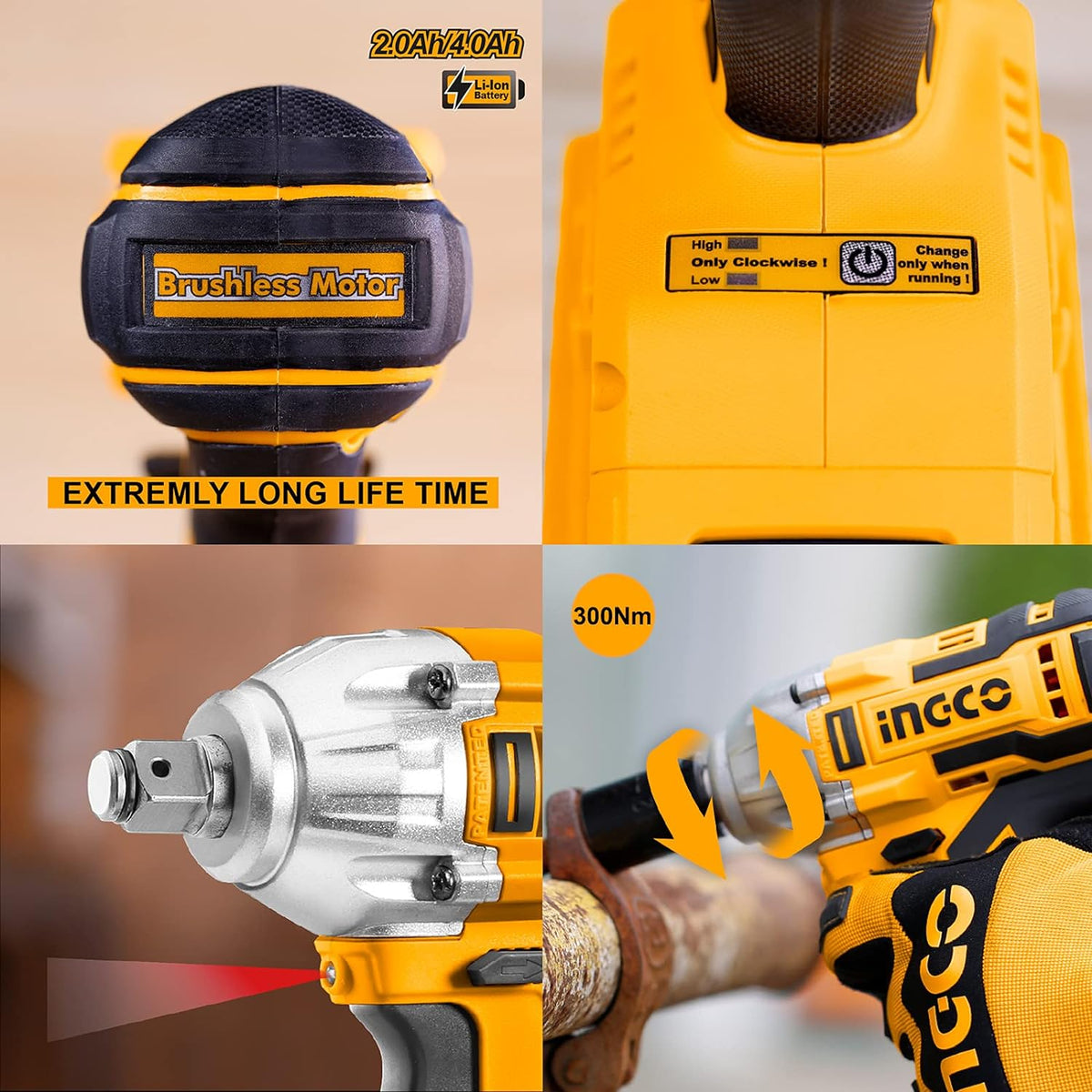 Buy INGCO 20V Li-Ion Brushless Cordless Impact Wrench - CIWLI2001
