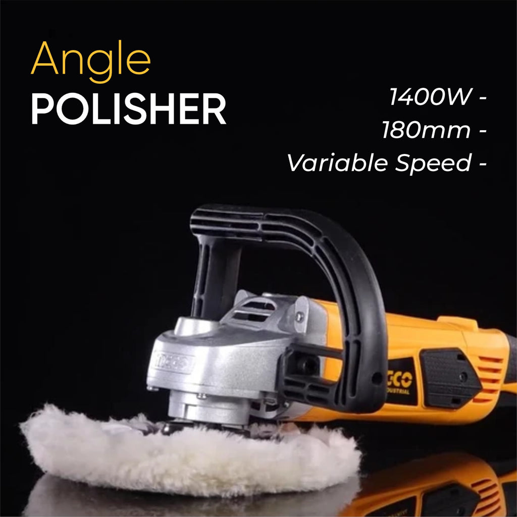 BUY Ingco 1400W Angle Polisher Machine | 180mm Rubber backing and wool ...