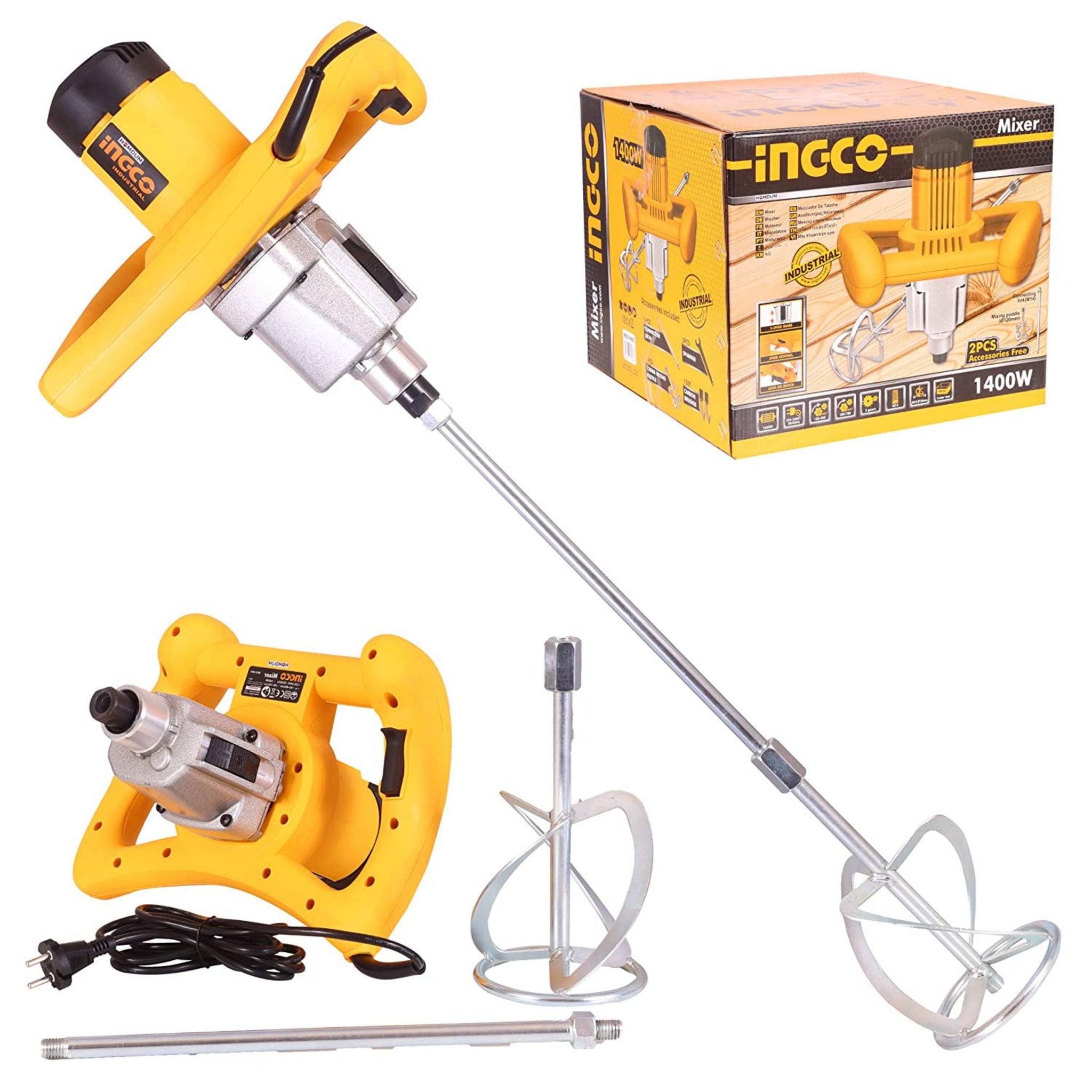BUY Ingco 1400W Double Gear Putty Mixer Heavy Duty + Mixing Rod Paddle