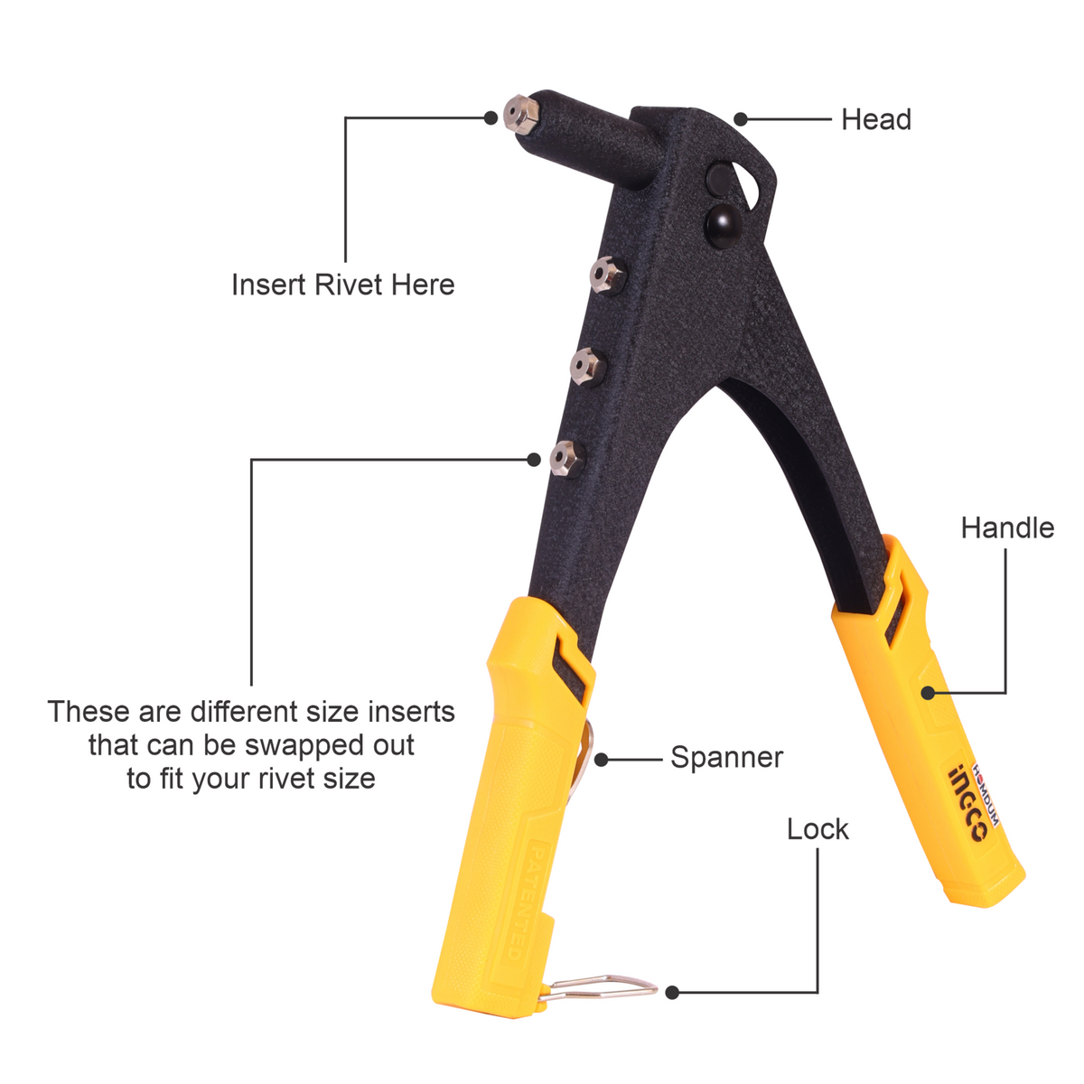 BUY Ingco Non Slip 10.5" Rivet Gun&Rivets,Riveter Nail Gun,Pop Riveter ...